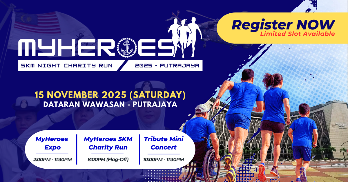 MyHeroes 5KM Night Charity Run event banner - Dataran Wawasan ...